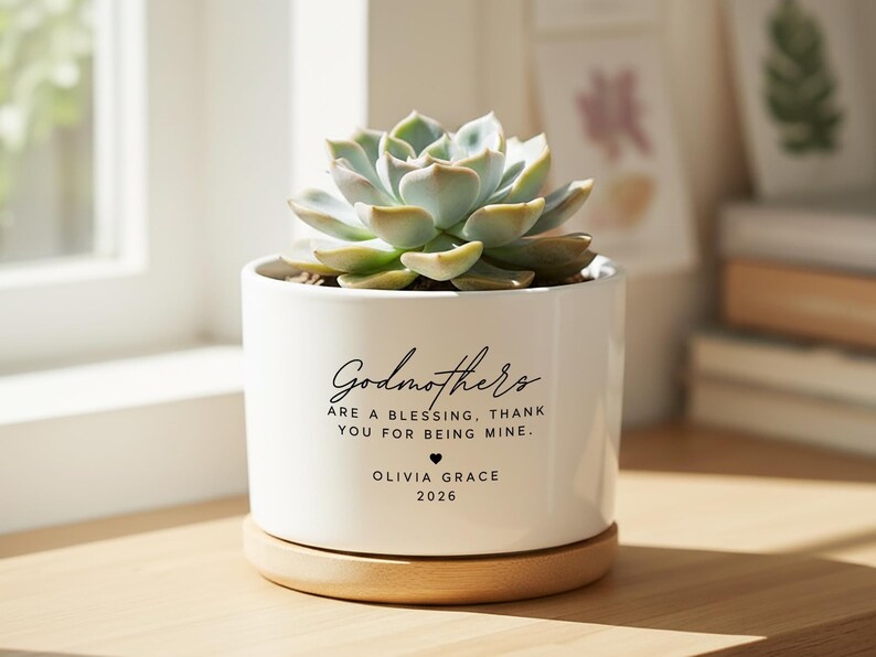 Personalized Godmother Planter, Custom Name Succulent Pot, Godmother ...