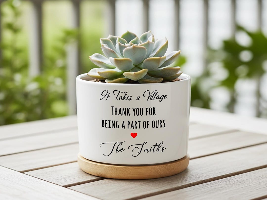Personalized Thank You Planter, Custom Name White Ceramic Pot, Nanny ...