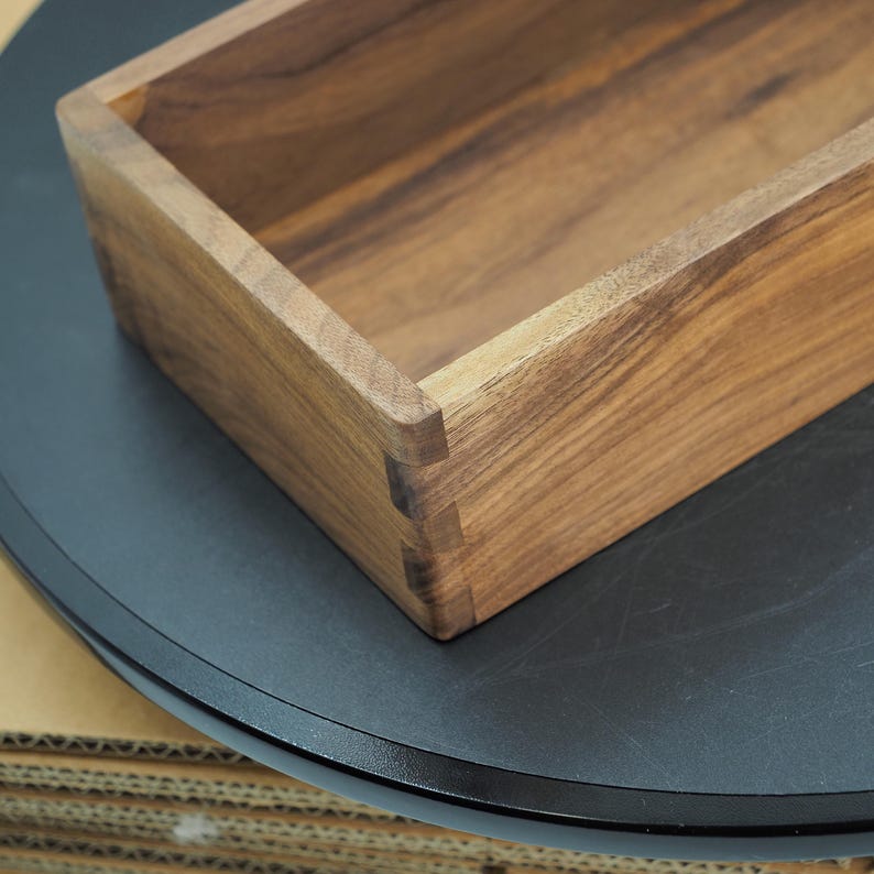 Handcrafted Black Walnut Wood Storage Box, Solid Walnut Organizer ...