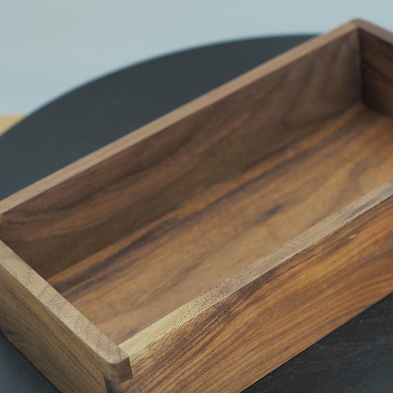Handcrafted Black Walnut Wood Storage Box, Solid Walnut Organizer ...