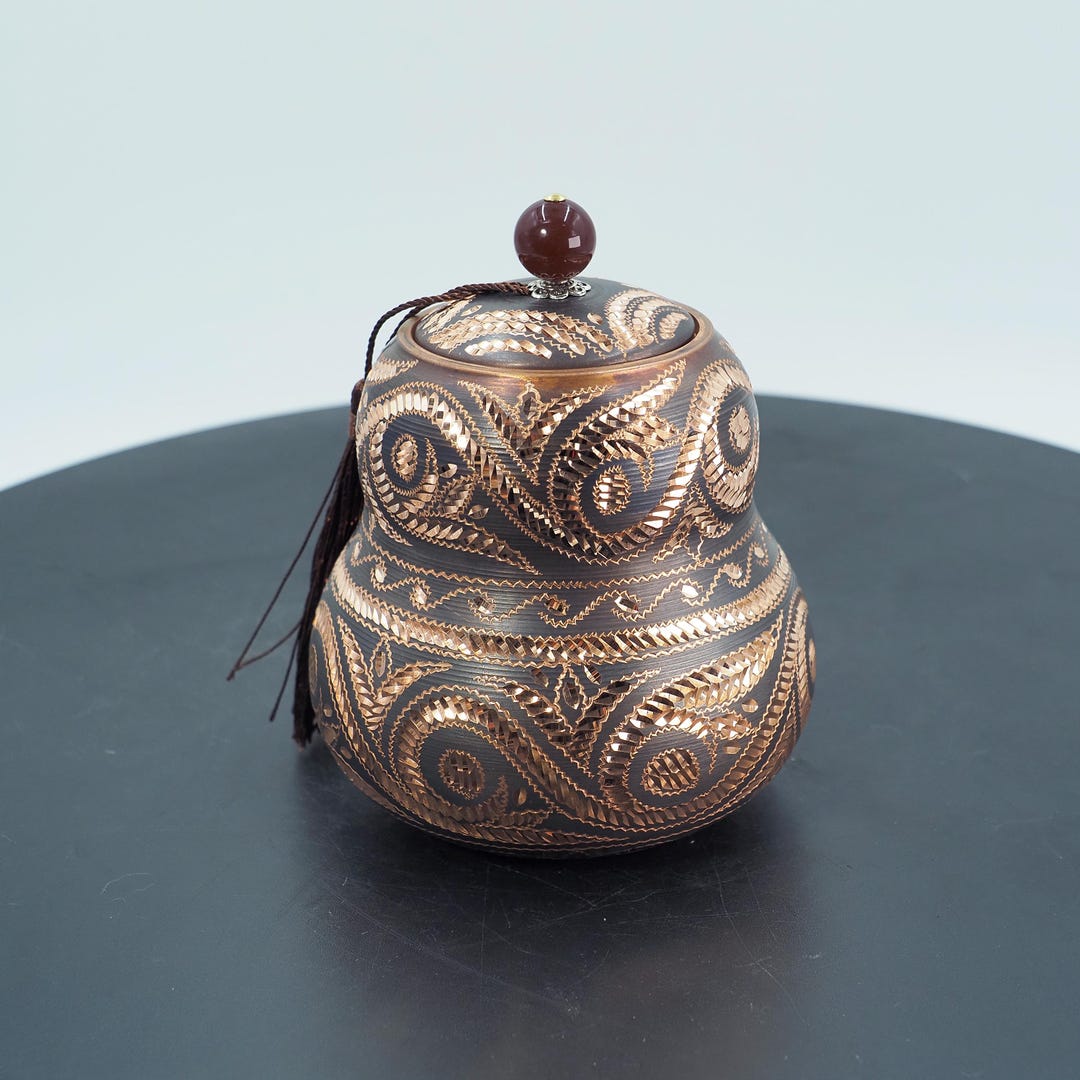 Handcrafted Copper Storage Jar With Intricate Etched Design ...