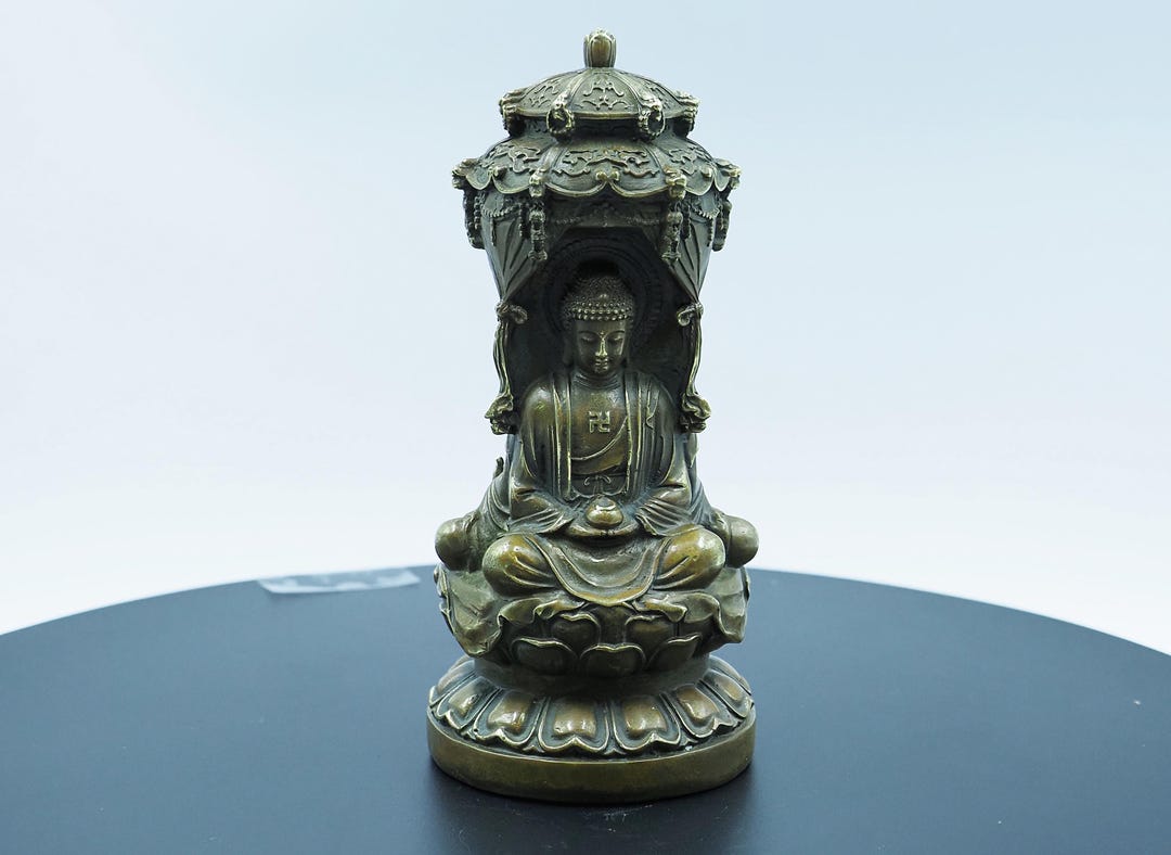 Pure Copper Three-faced Buddha Statue - Guanyin, Amitabha - Etsy