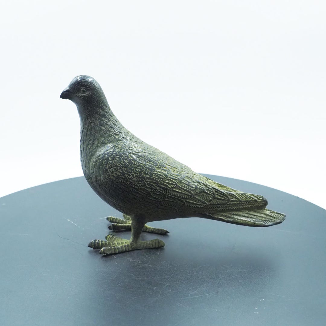Vintage Pure Copper Brass Dove Figurine, Aged Bronze Finish, Messenger ...