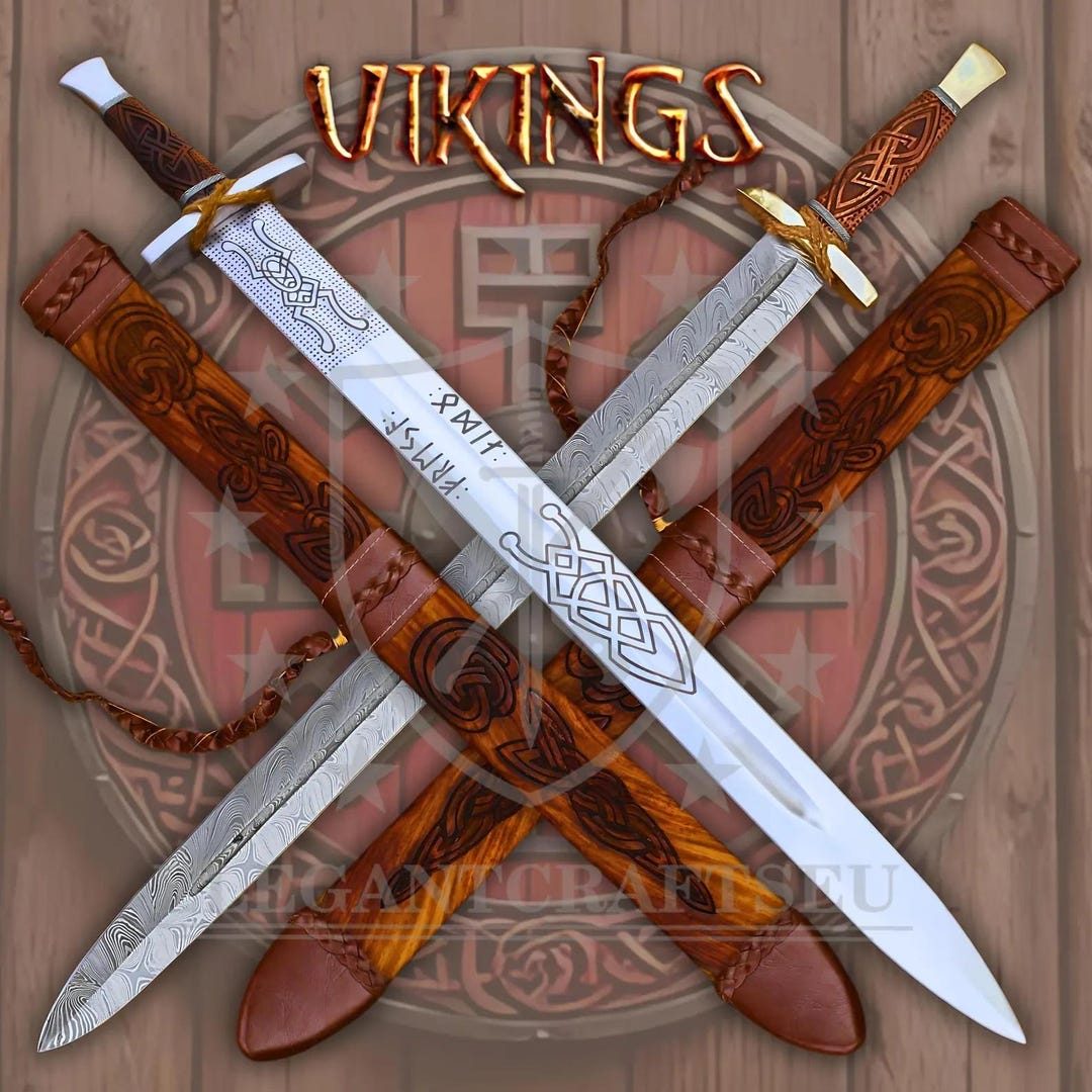 Medieval Norse Viking Pair Sword – Hand-forged Castle Keep Decorative ...