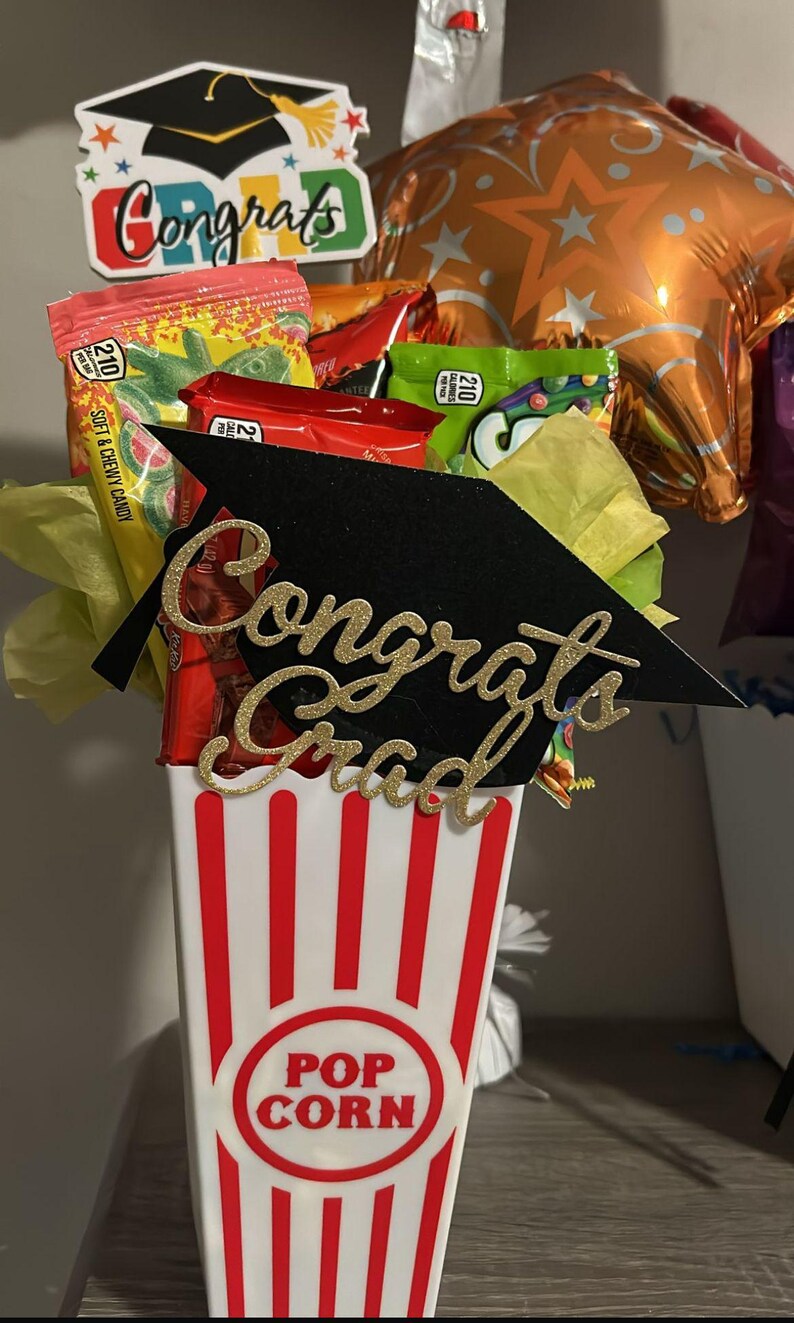 Small Graduation Snack Gift Basket Congrats Grad Popcorn Box With ...