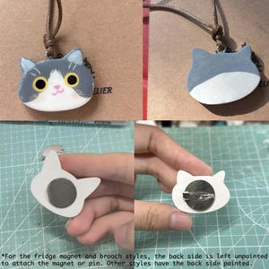 Custom Cat Face Keychain – Handmade Stone Clay Fridge Magnet, Brooch - Etsy