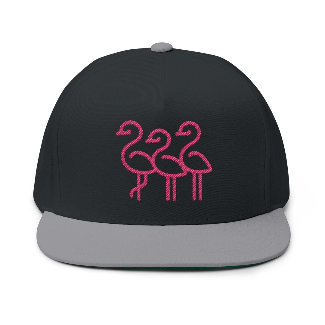 Flamingo Embroidered Flat Bill Cap | Trendy Hat for Summer Fun, Beach ...
