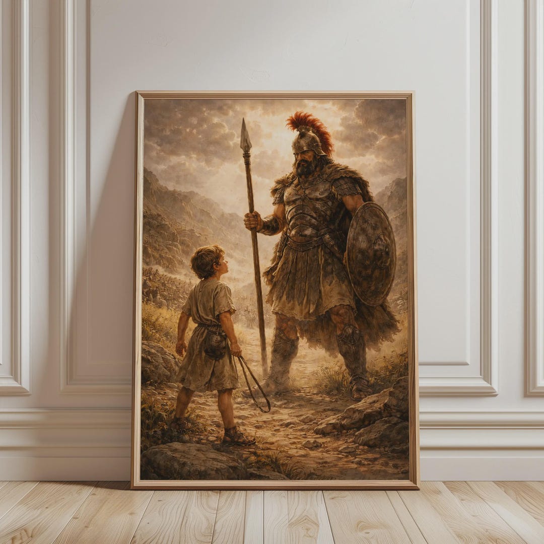 David and Goliath Wall Art - Old Testament 1 Samuel 17:45 Biblical ...