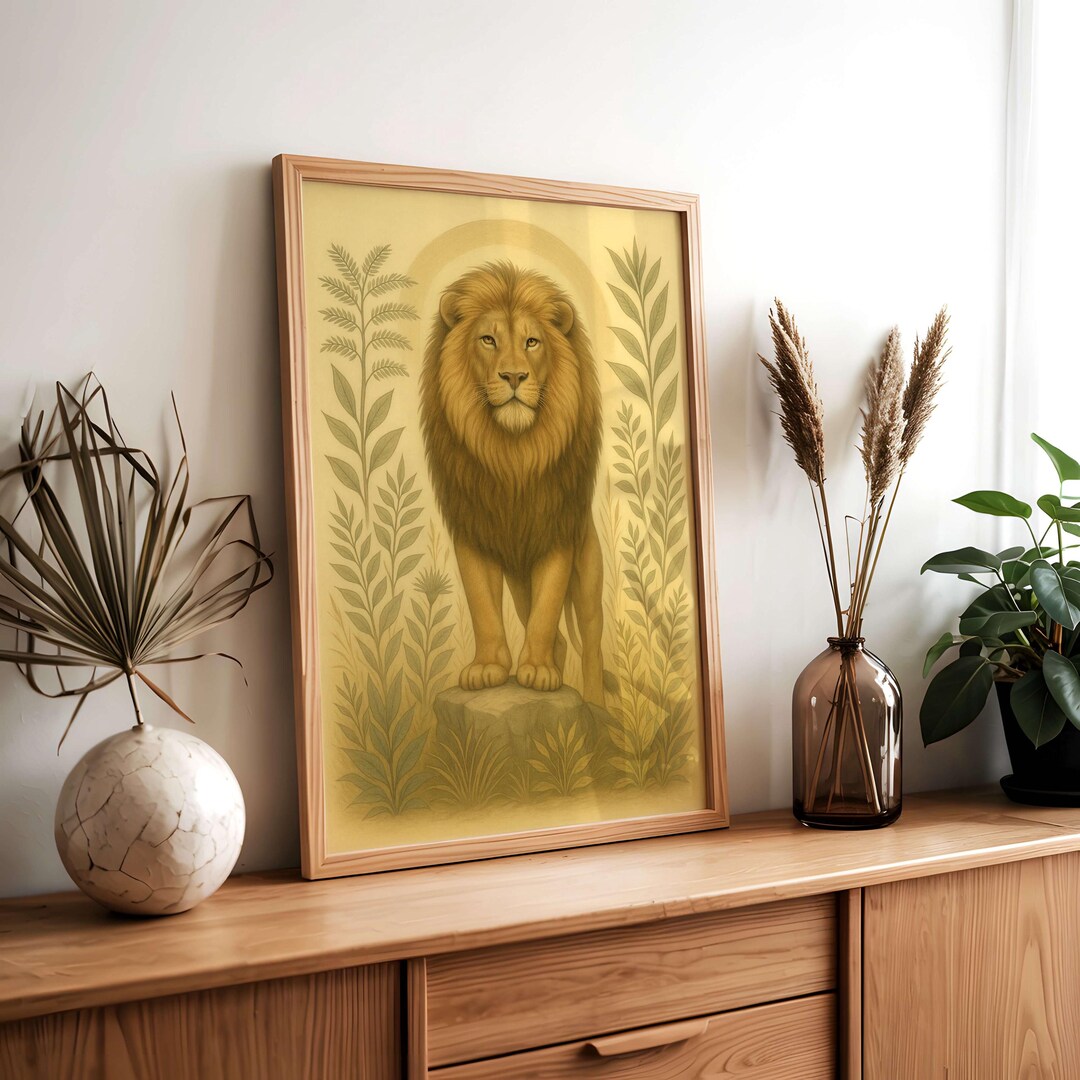 Lion Wall Art – Regal Jungle Animal Print for Wild Cat Decor and Boho ...