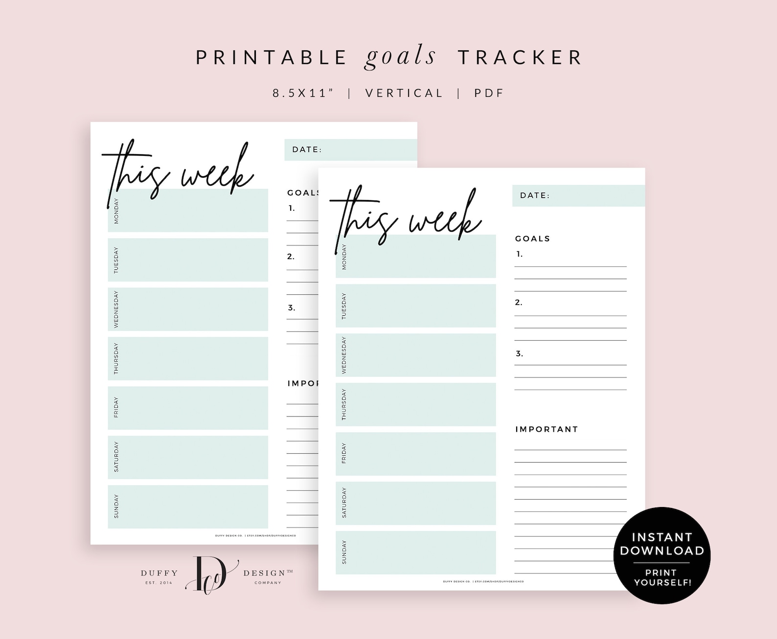 Weekly Goals Planner Worksheet Goal Progress Tracker - Etsy