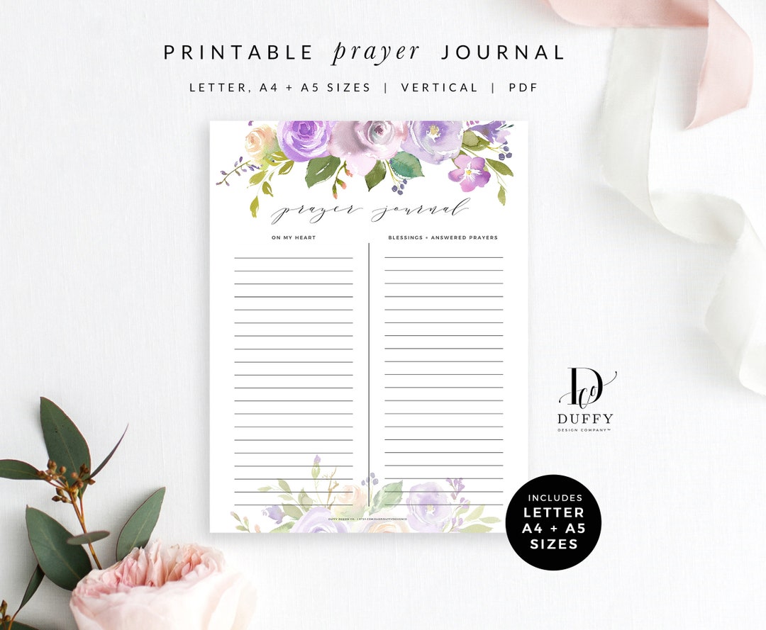 Floral Prayer Journal Printable, Prayer List Printable, Bible Study ...