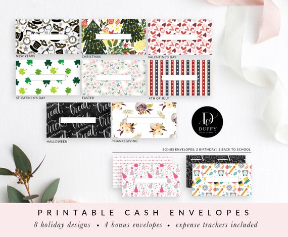 HOLIDAY Pack of Printable Cash Envelopes With Transaction | Etsy