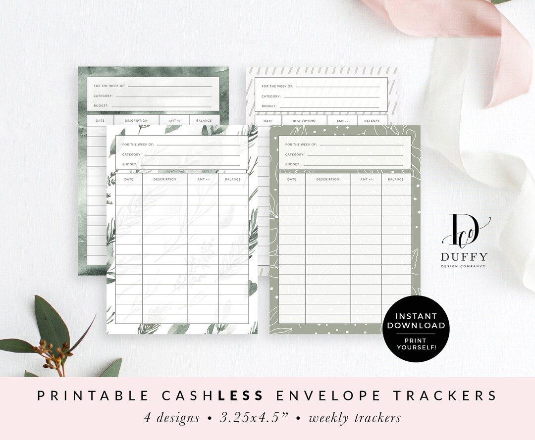 Cashless Envelope Tracker, Printable Spending Tracker, Budget Planner ...