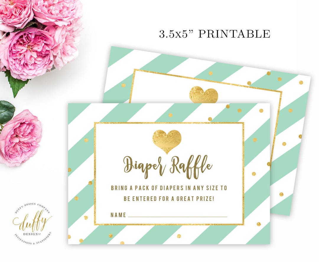 Diaper Raffle Insert Card, Diaper Raffle Ticket, Diaper Raffle Insert ...