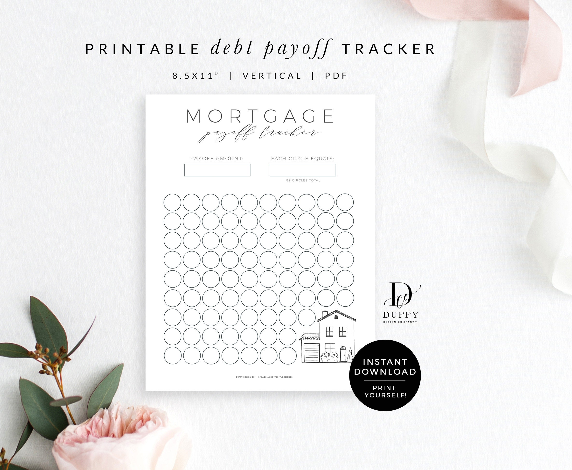 Mortgage Debt Payoff Tracker Printable House Debt Payoff | Etsy
