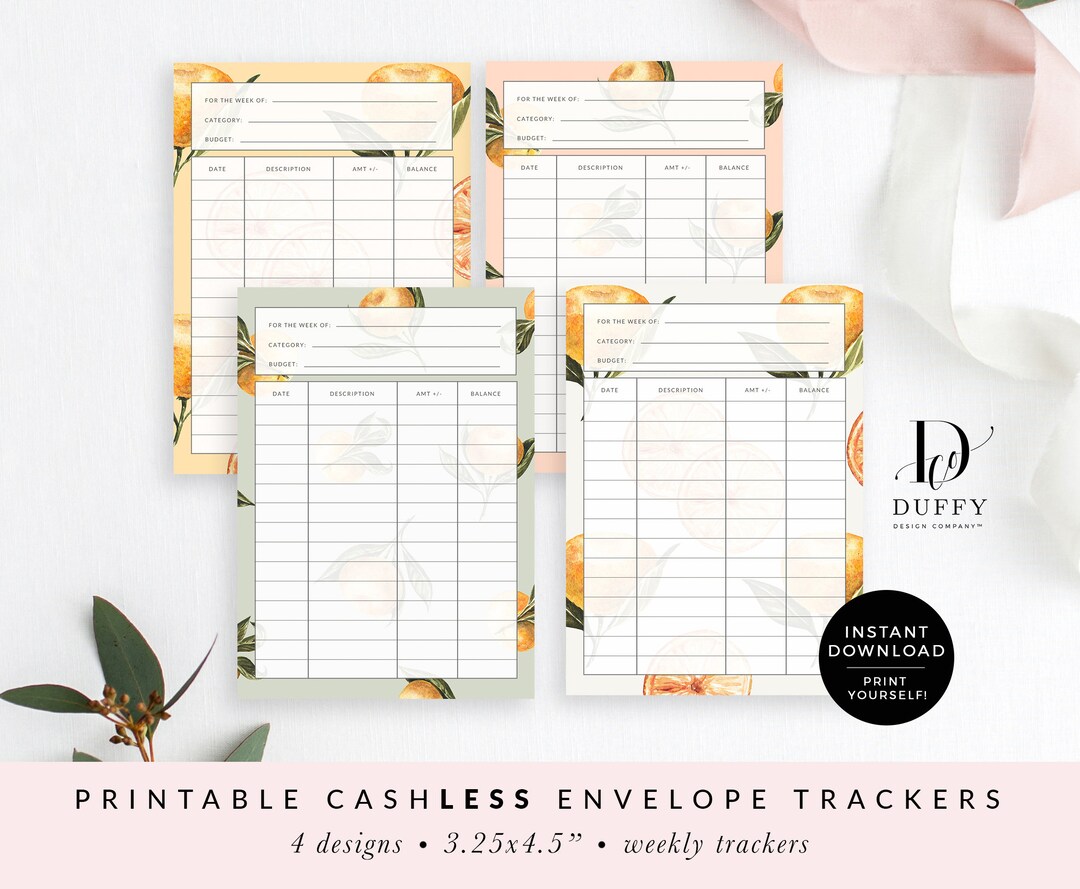 Cashless Envelope Tracker, Printable Spending Tracker, Budget Planner ...