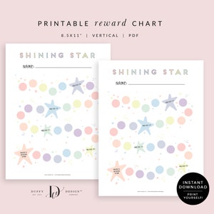 Printable Rainbow Reward Chart, Shining Star Children's Sticker Chart ...