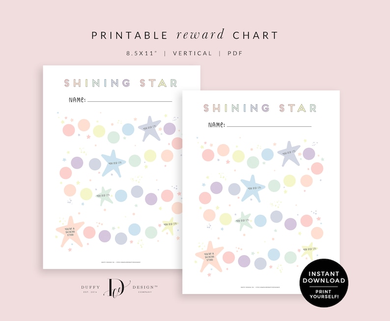 Printable Rainbow Reward Chart, Shining Star Children's Sticker Chart ...