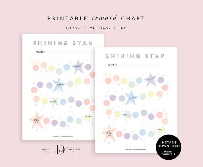 Printable Rainbow Reward Chart Shining Star Children's - Etsy