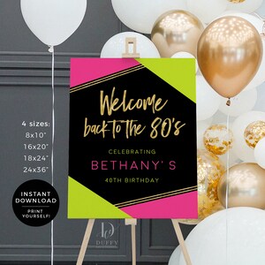 80s Party Printable Welcome Sign, Back to the 80s, Throwback Party, 80s ...