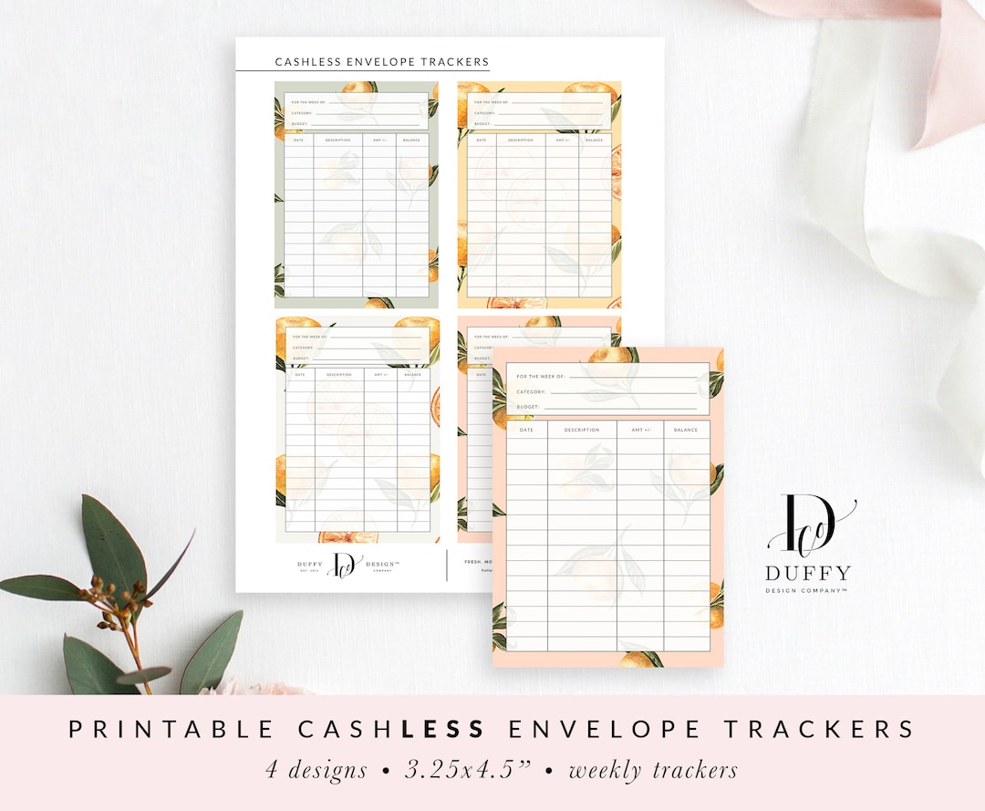 Printable Cashless Envelope Tracker, Printable Spending Tracker, Budget ...