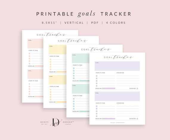 Monthly Goal Tracker Sheets Goal Progress Tracker Goal | Etsy