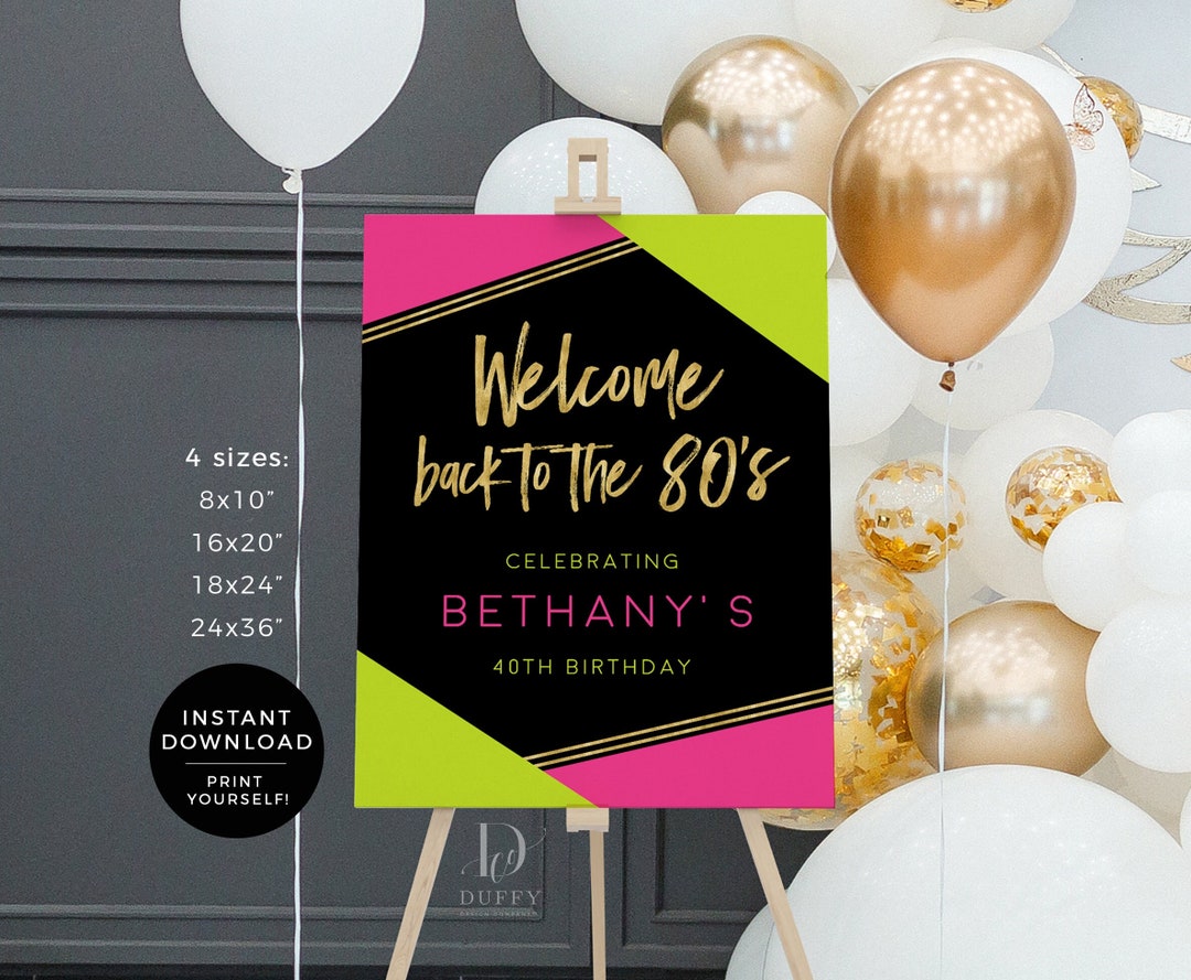 80s Birthday Party Printable Welcome Sign, 80s Theme Poster, 80s Prom ...
