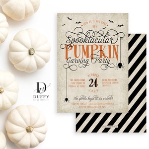 Spooktacular Pumpkin Carving Invitation, Halloween Party Invitation ...