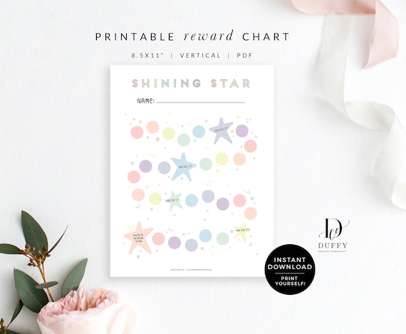 Printable Rainbow Reward Chart Shining Star Children's - Etsy