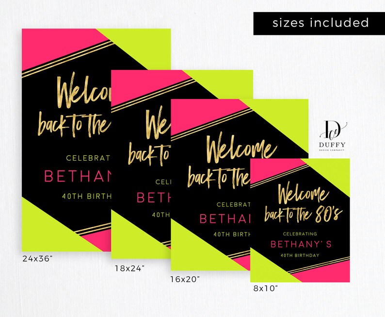 80s Birthday Party Printable Welcome Sign, 80s Theme Poster, 80s Prom ...