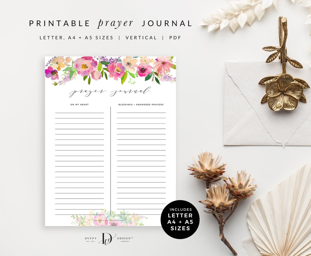 Floral Prayer Journal Printable, Prayer List Printable, Bible Study ...