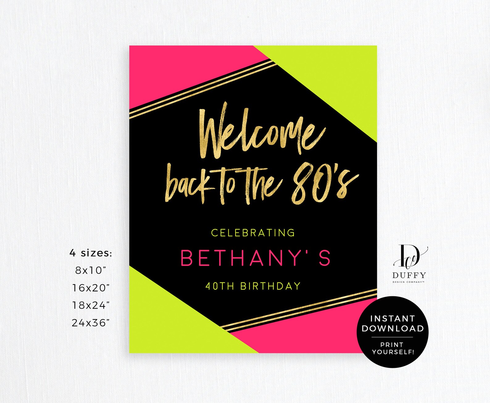 80s Party Printable Welcome Sign, Back to the 80s, Throwback Party, 80s ...