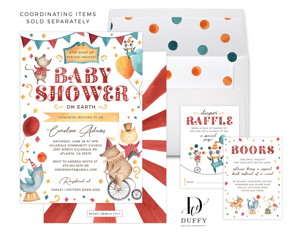 Circus Baby Shower Diaper Raffle Card Circus Diaper Raffle | Etsy