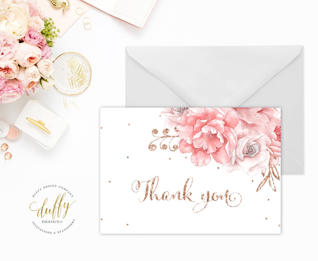 Thank You Card, Printable Thank You Card, Wedding Thank You Cards ...