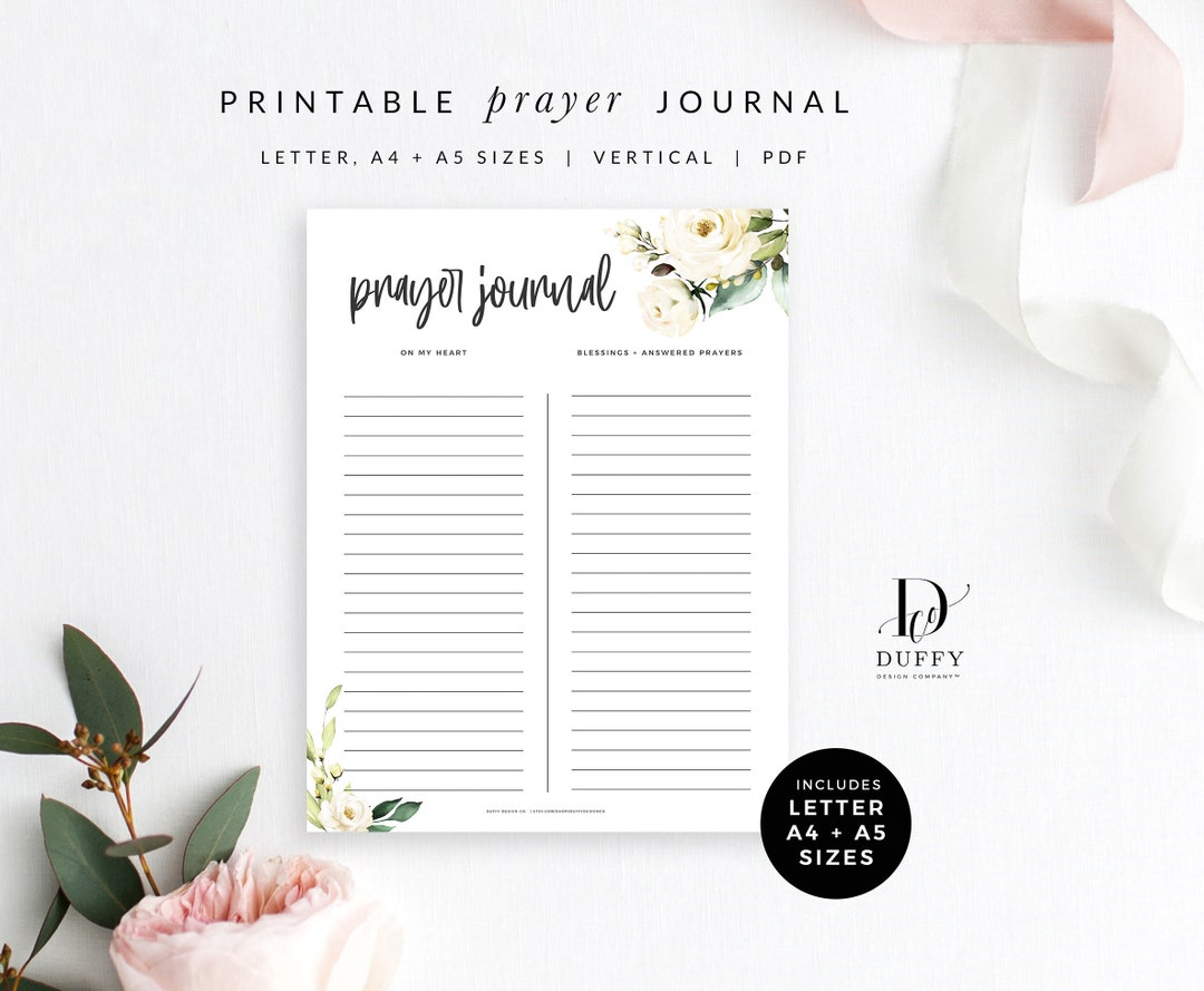 Floral Printable Prayer Journal, Prayer List Printable, Bible Study ...