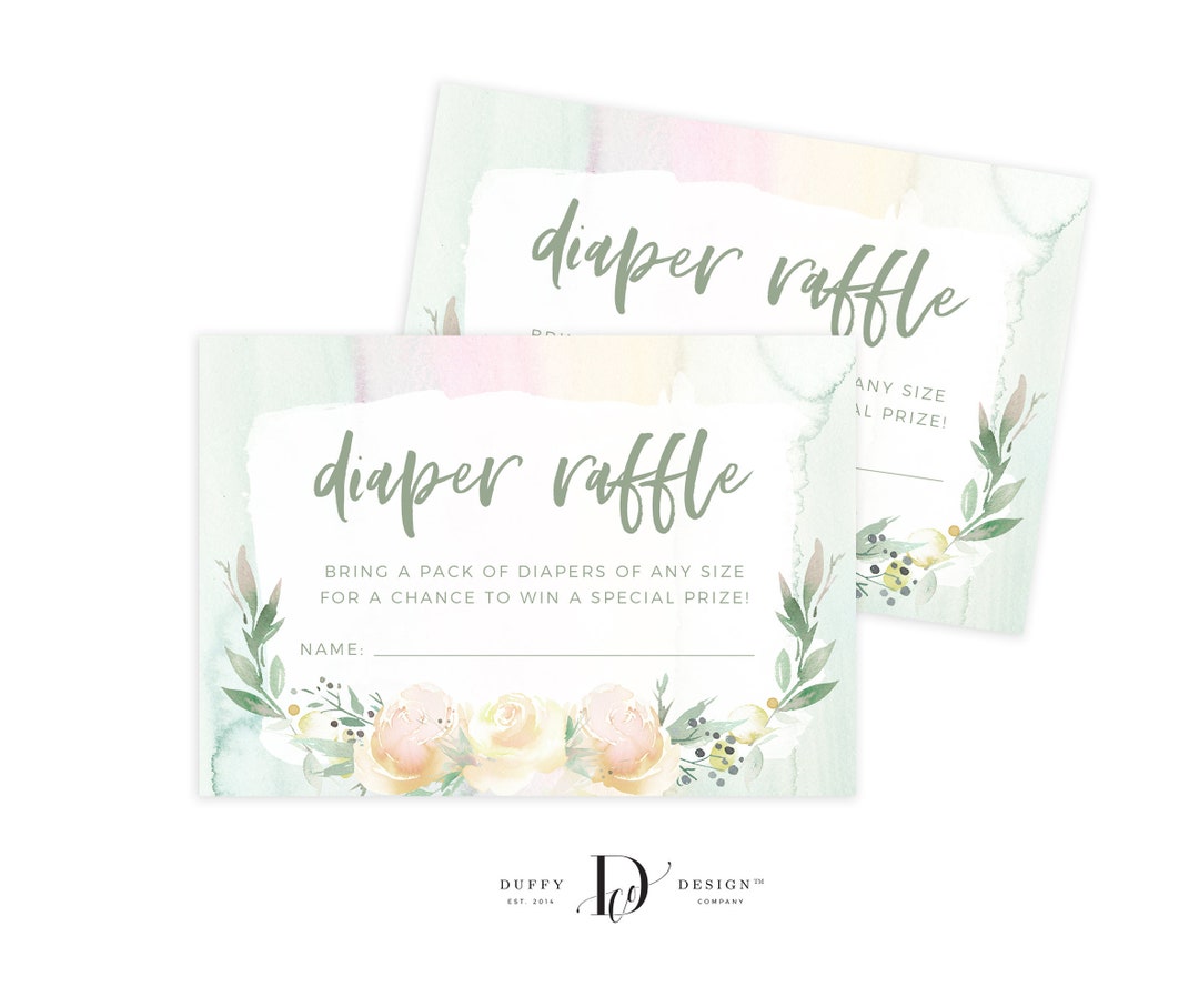 Diaper Raffle Insert Card, Diaper Raffle Ticket, Diaper Raffle Insert ...