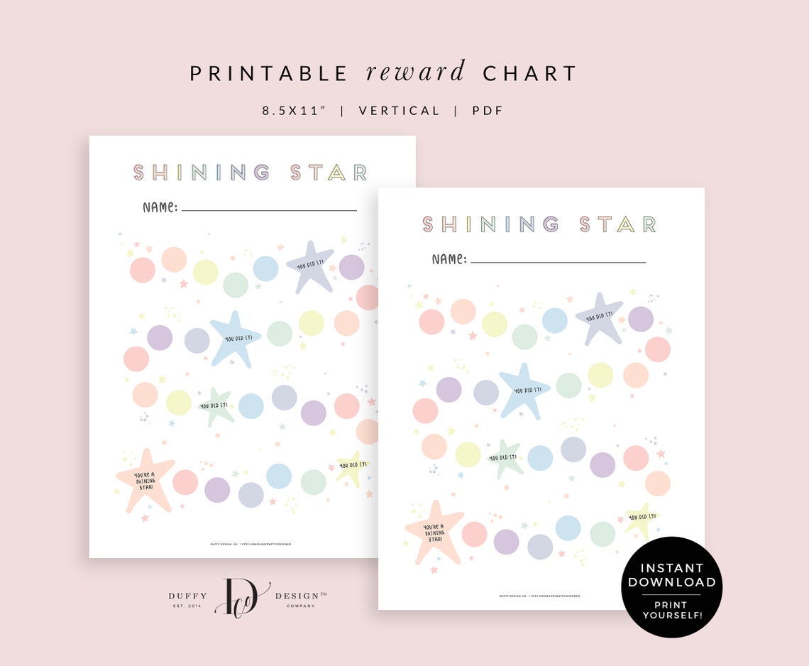 Printable Rainbow Reward Chart Shining Star Children's - Etsy