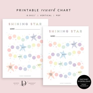 Printable Rainbow Reward Chart, Shining Star Children's Sticker Chart ...