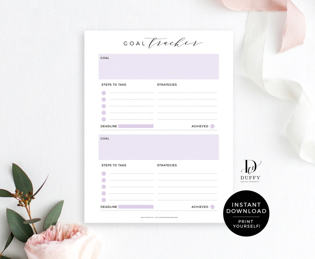 Monthly Goals Planner, Goal Progress Tracker, Goal Setting Worksheet ...