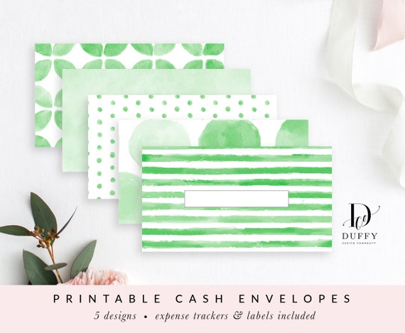 Watercolor Printable Cash Envelopes With Transaction Tracker - Etsy