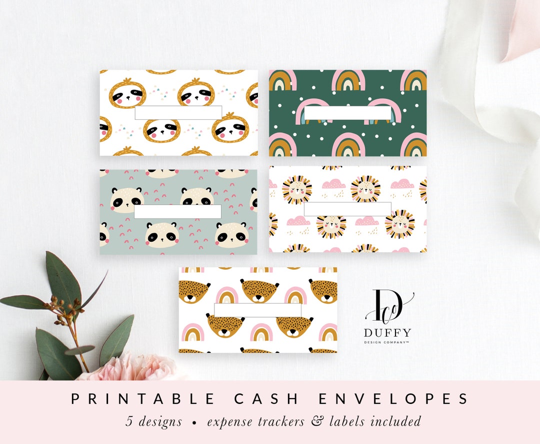 Kids Cash Envelopes With Transaction Tracker, Cash Envelope System ...