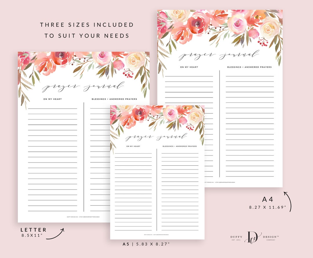 Floral Printable Prayer Journal, Prayer List Printable, Bible Study ...