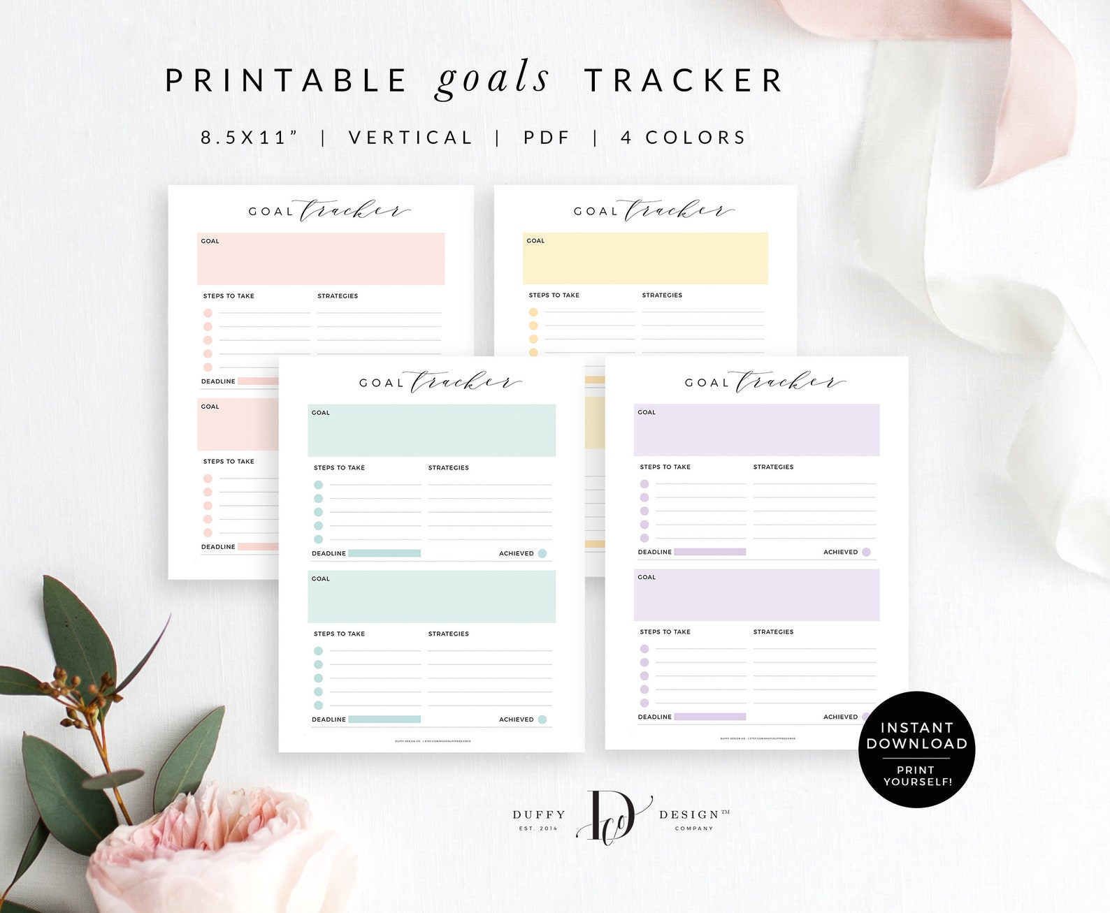 Monthly Goal Tracker Sheets Goal Progress Tracker Goal | Etsy