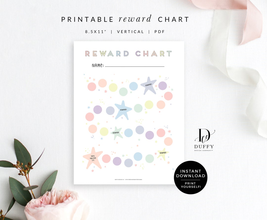 Printable Rainbow Reward Chart, Children's Sticker Chart, Toddler ...