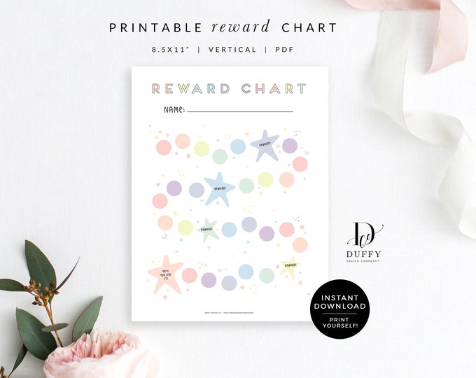 Printable Rainbow Reward Chart, Children's Sticker Chart, Toddler ...