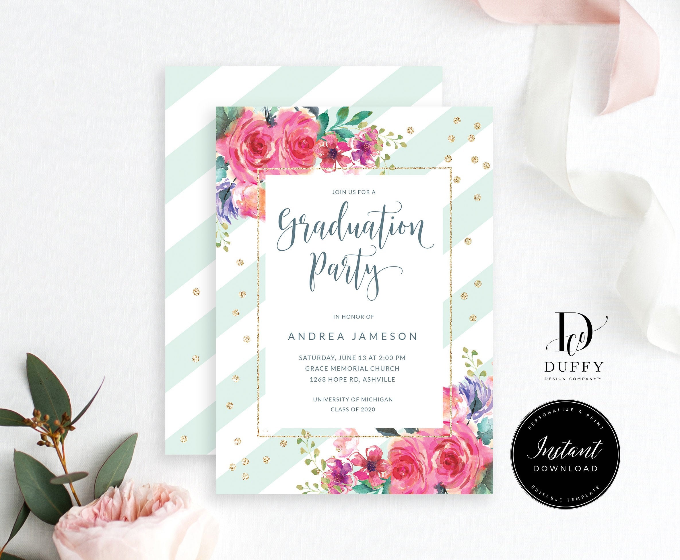 Invitations Paper & Party Supplies Paper Editable Graduation Party ...