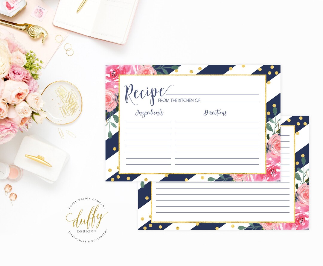 Recipe Card Printable, Printable Recipe Card, DIY Recipe Cards, 4x6 ...