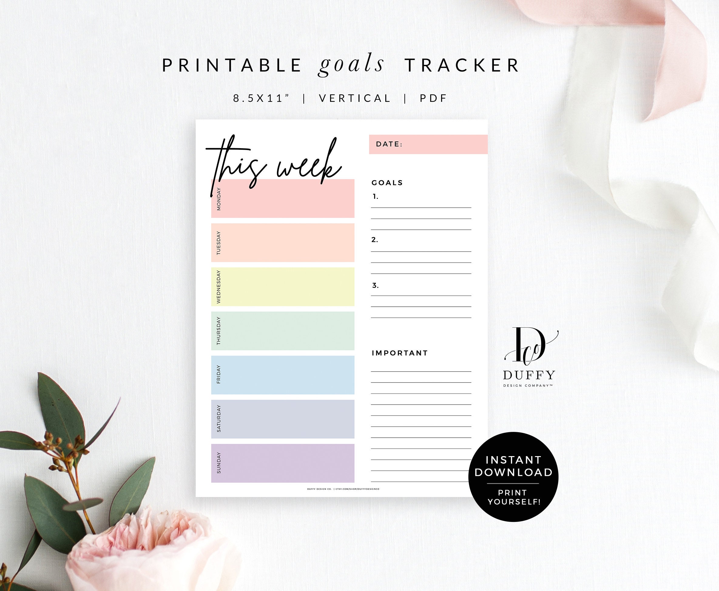 Weekly Goal Worksheet - Etsy