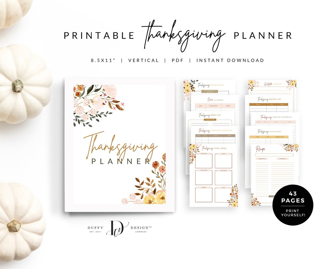 Printable Thanksgiving Planner, Holiday Planner, Thanksgiving Binder ...