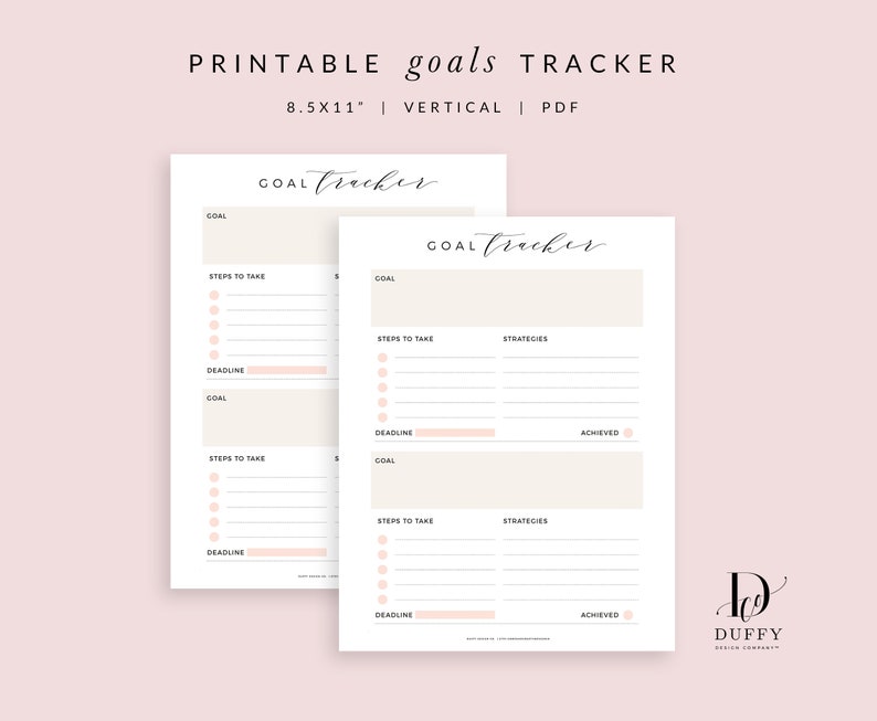 Monthly Goals Tracker Template Goal Progress Tracker Goal Etsy